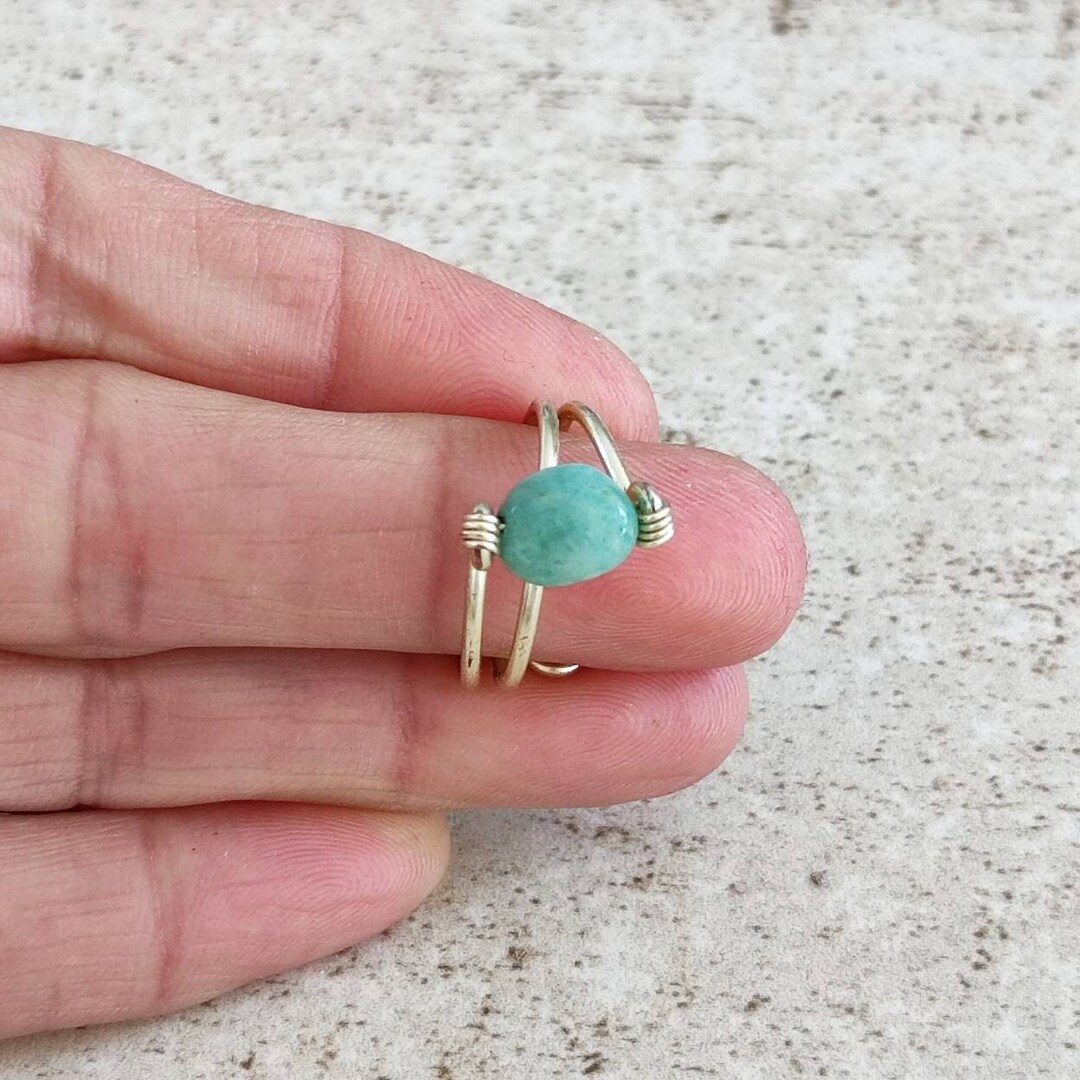 Adjustable Amazonite Ring, Amazonite Ring, Green Stone Ring, Amazonite Jewelry, Gold Adjustable ...