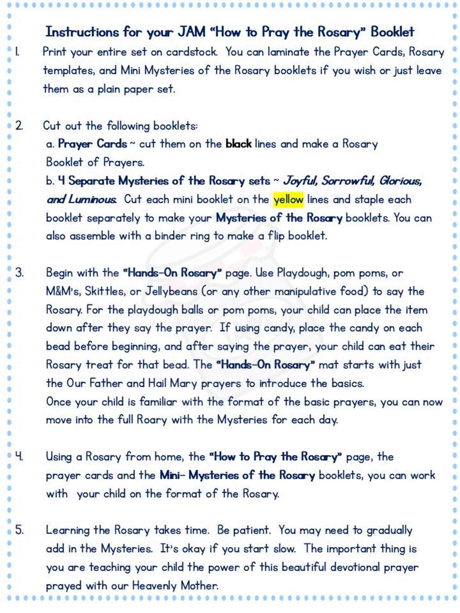 Kids Rosary Guide: Prayers & Mysteries Activity Set (digital Download ...