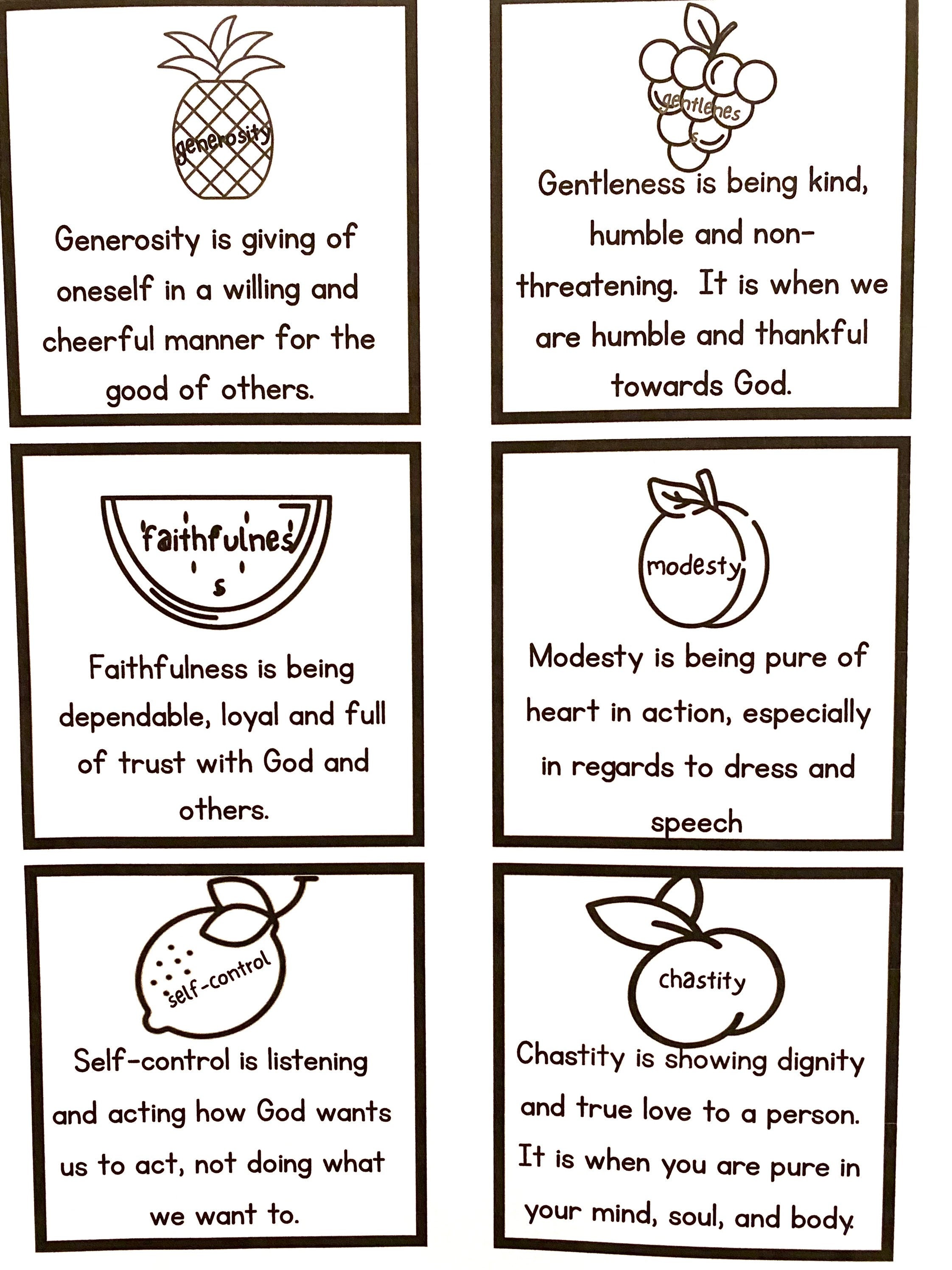 Fruits of the Spirit Bible Activity, Thanksgiving Craft, Fruits of the ...