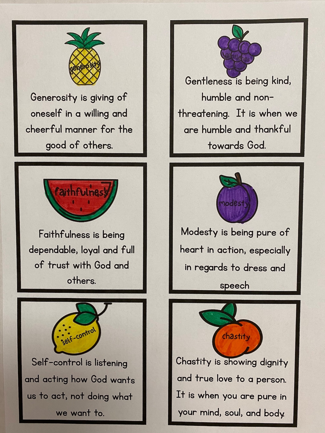 Fruits of the Spirit Bible Activity, Thanksgiving Craft, Fruits of the ...