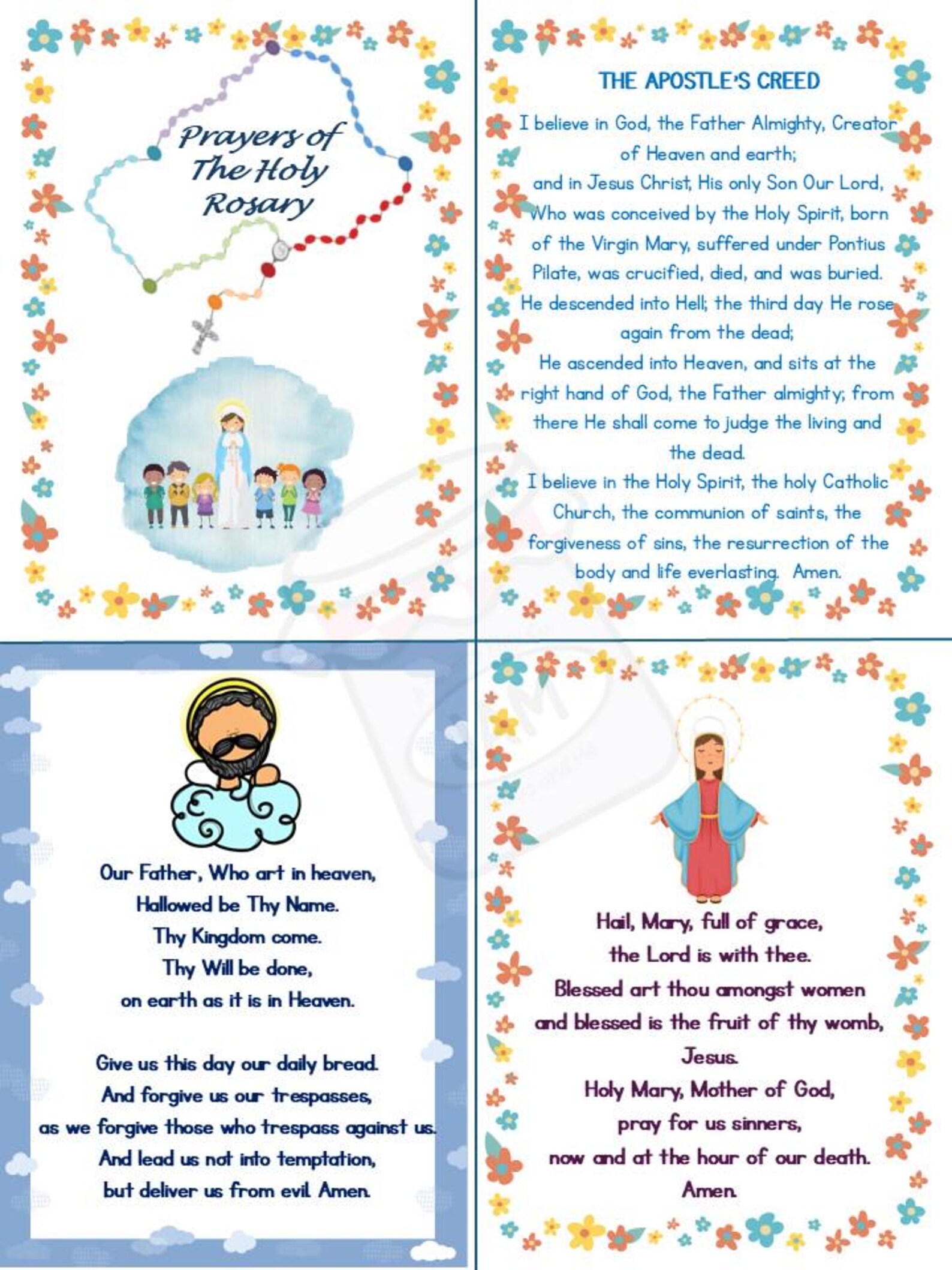 Kids Rosary Guide: Prayers & Mysteries Activity Set (digital Download ...
