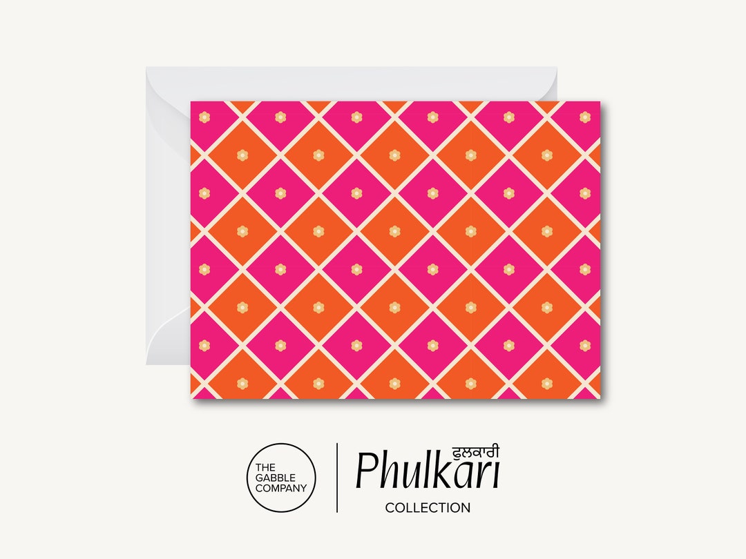 Phulkari Pattern [version G] - Greeting Card (desi, Indian, Pakistani ...