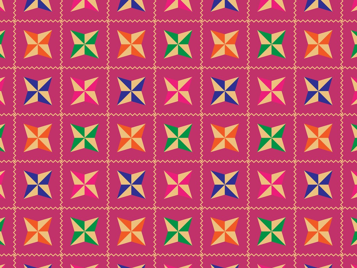 Phulkari Pattern [version C] - Greeting Card (desi, Indian, Pakistani ...