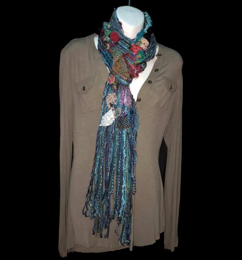 UNIQUE BLUE HANDMADE Scarf Unisex Art to Wear - Etsy