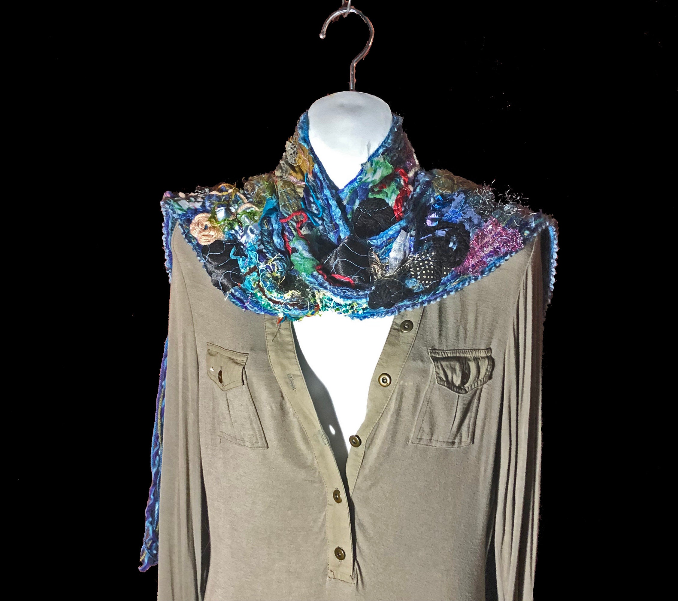 UNIQUE BLUE HANDMADE Scarf Unisex Art to Wear - Etsy