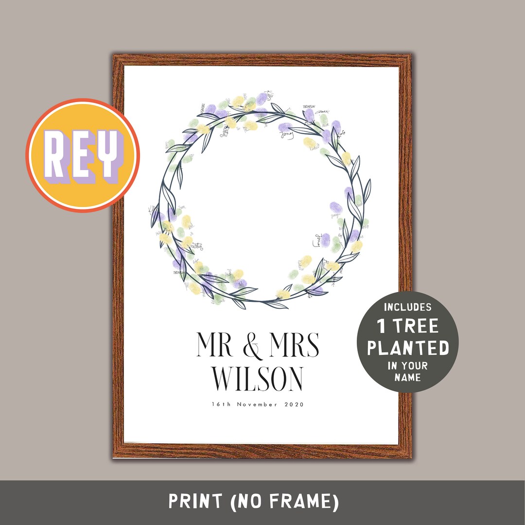 Finger Print Tree Wreath Wedding Guest Book Floral Family Tree Wreath ...