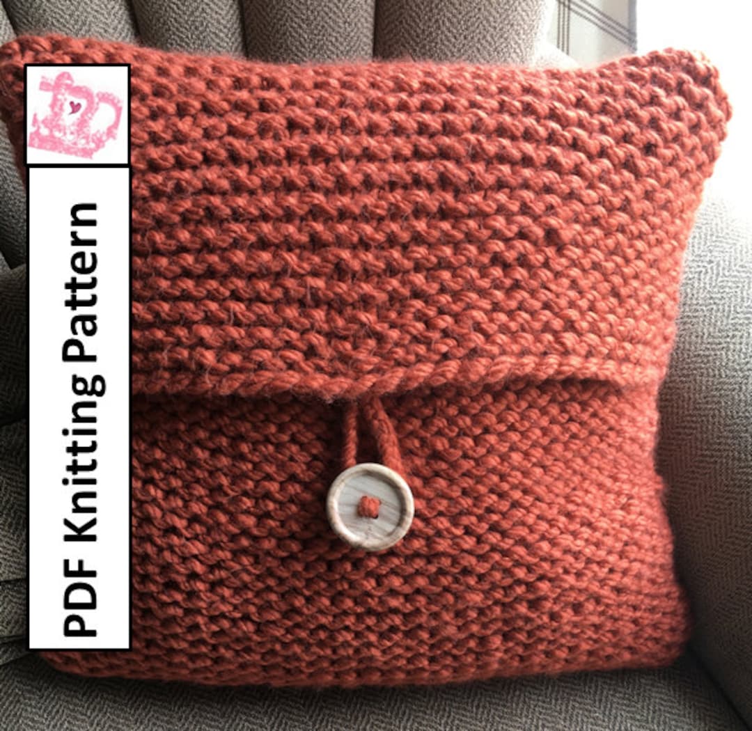 Single Button Pillow Cover, Knit Pattern Pdf, Knit Pillow Cover Pattern ...