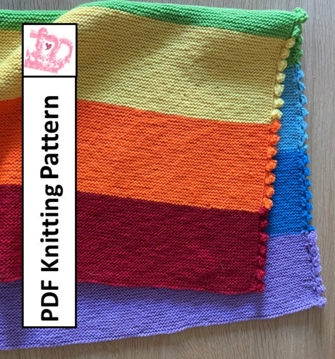 Rainbow Blanket, PDF KNITTING PATTERN, Rainbow Baby Blanket, Rainbow ...