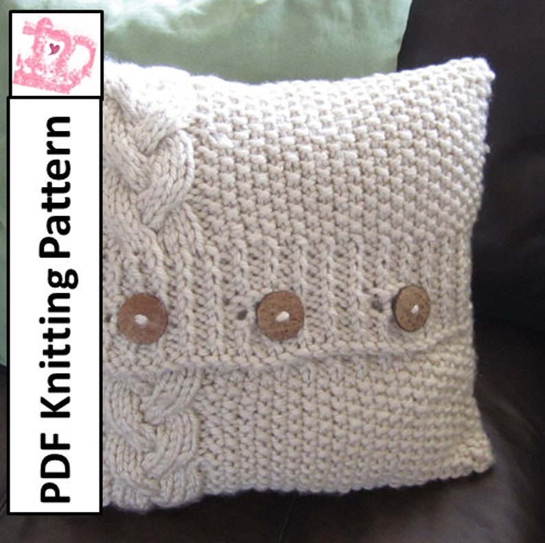 Cable Knit Pillow Cover Pattern, Knit Pattern Pdf, Braided Cable Super ... Cable Knit Pillow Cover Pattern, Knit Pattern Pdf, Braided Cable Super ...