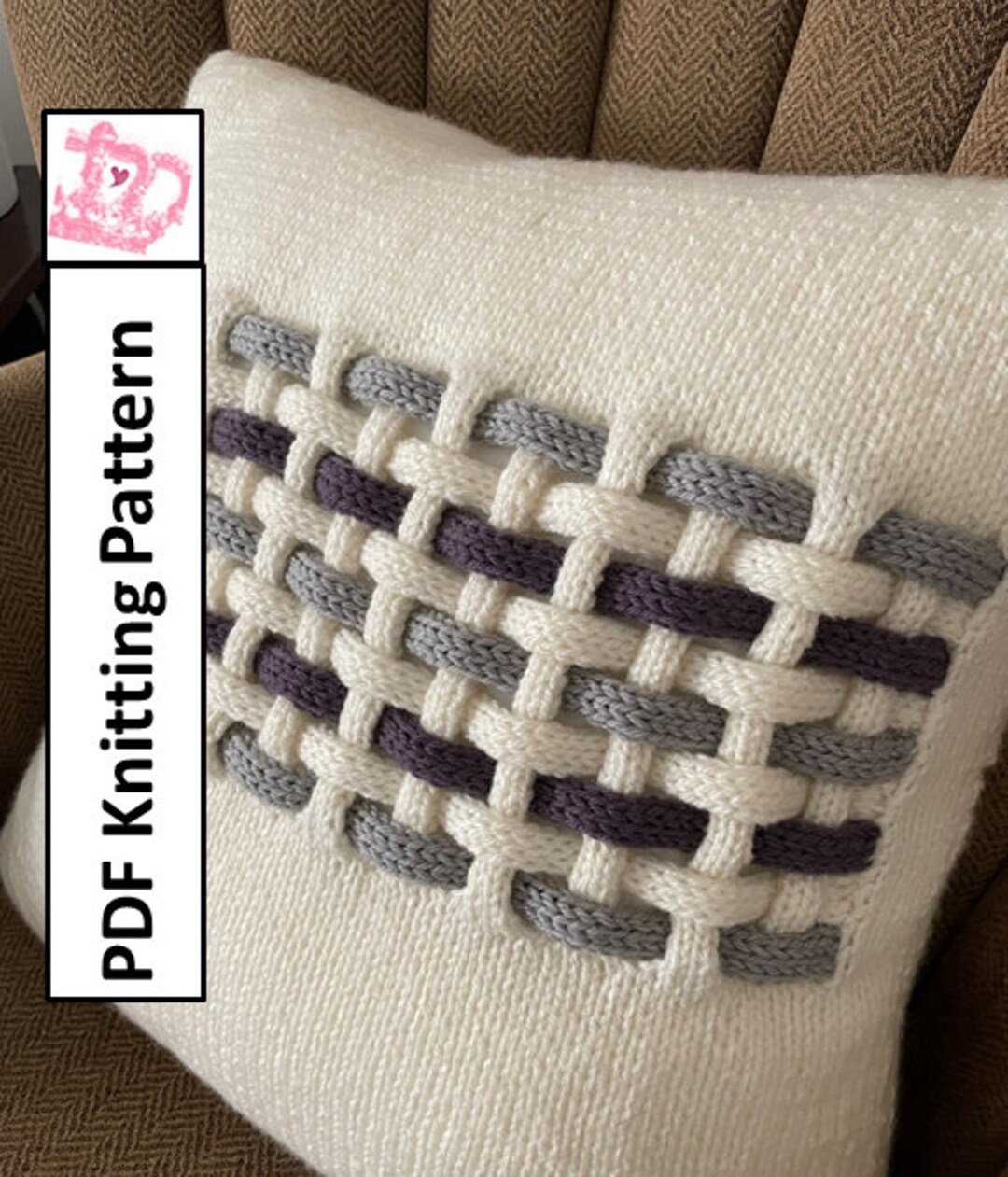 Warp and Weft Woven Pillow Cover, Knit Pattern Pdf, Knit Pillow Cover ...