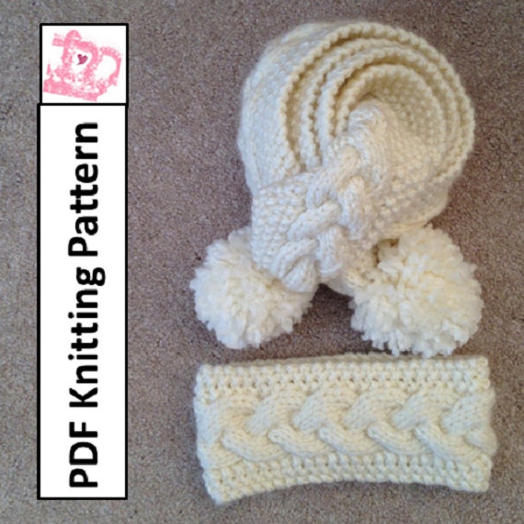 PDF KNITTING PATTERN - Braided Cable Scarf and Headband - Etsy