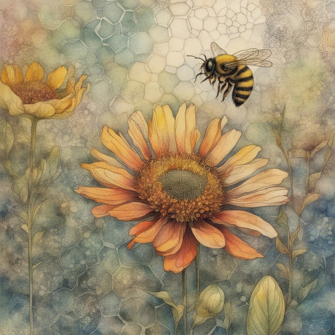 Honey Bee, Illustration, Digital Art to Download - Etsy
