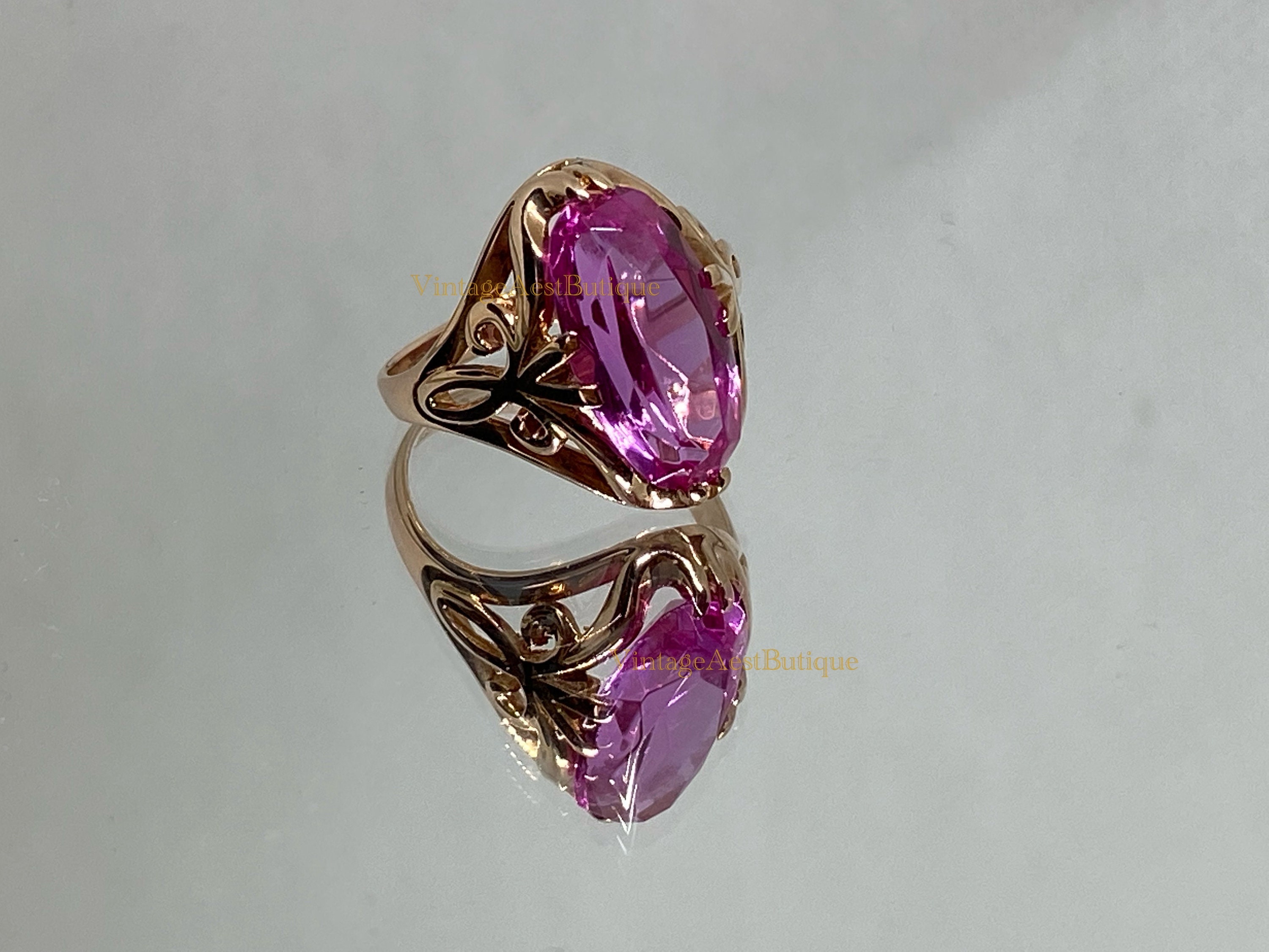 Vintage Original Rose Gold Ruby Ring 583 14KT , Rare Rose Gold Ruby ...