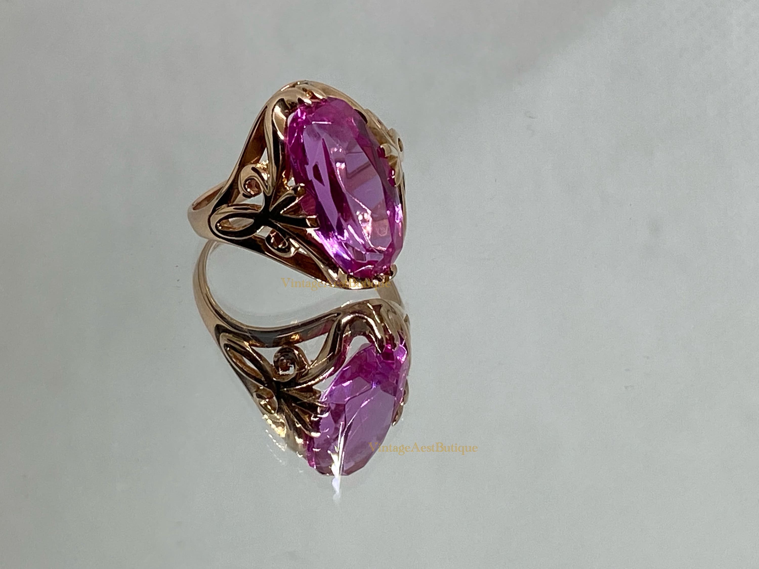 Vintage Original Rose Gold Ruby Ring 583 14KT , Rare Rose Gold Ruby ...