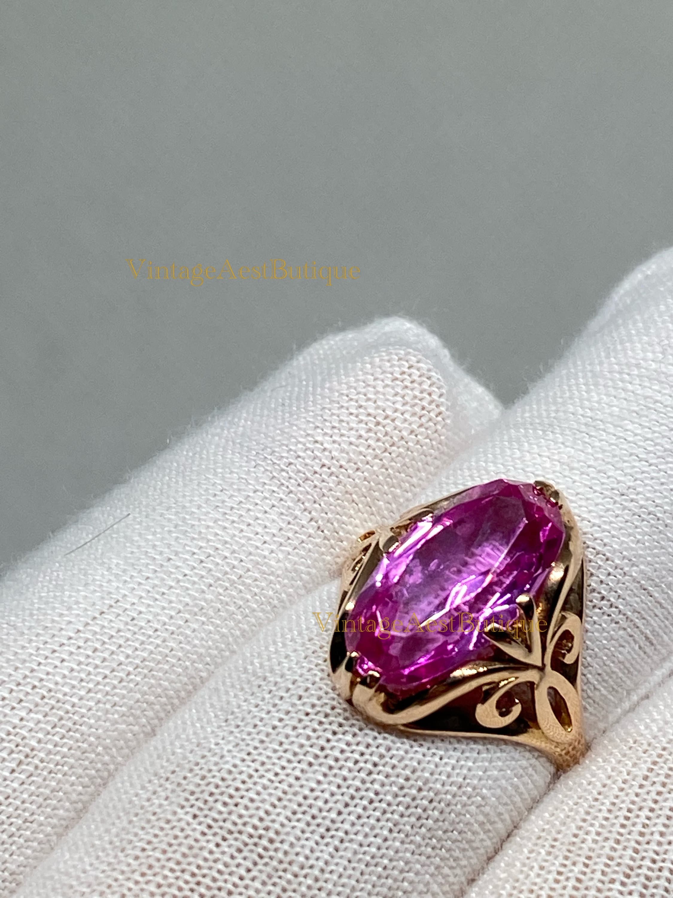 Vintage Original Rose Gold Ruby Ring 583 14KT , Rare Rose Gold Ruby ...