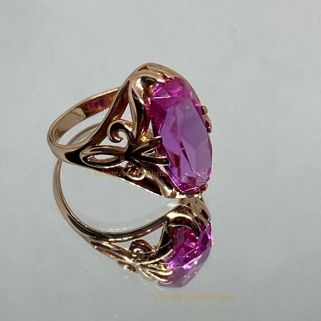 Vintage Original Rose Gold Ruby Ring 583 14KT , Rare Rose Gold Ruby ...