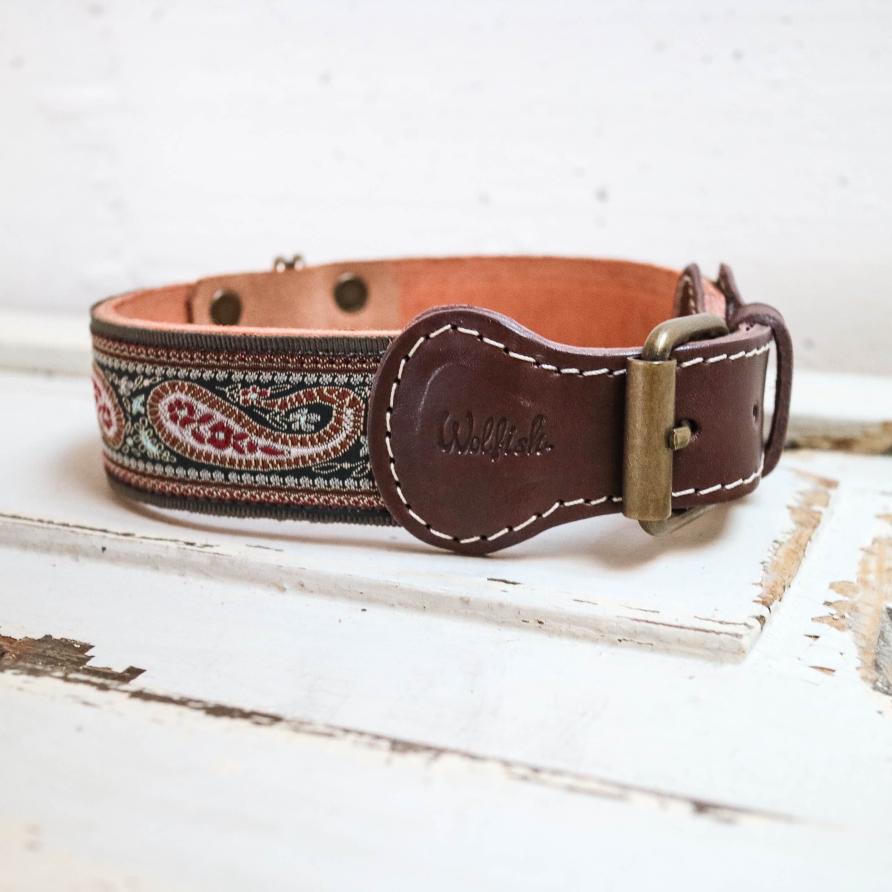 Dark Brown Leather Collar Embroidered Leather Collar Leather - Etsy