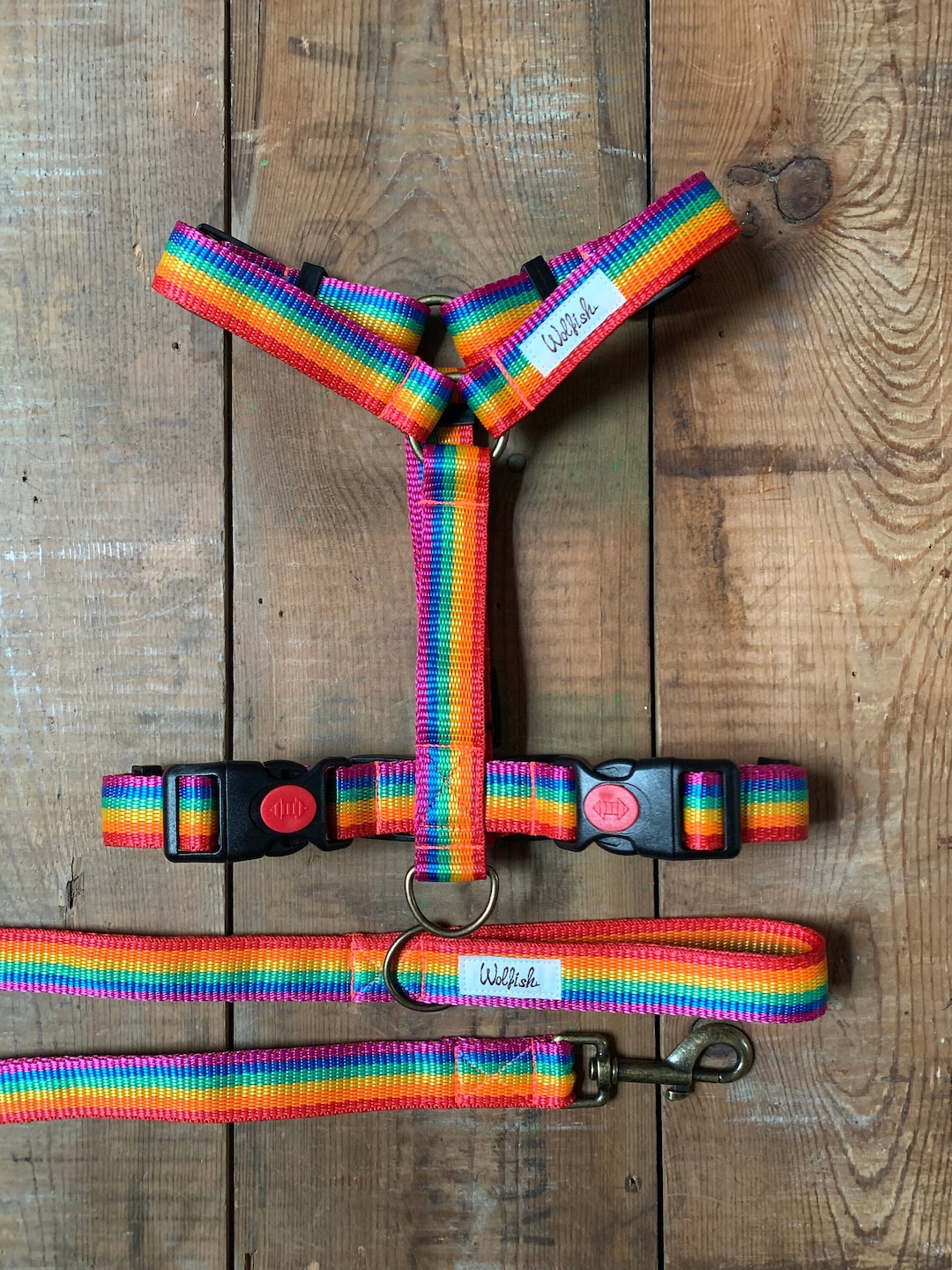 Rainbow Dog Harness. H Harness for Dogs. Adjustable Harness. Nylon Dog Harness. Adjustable H ...