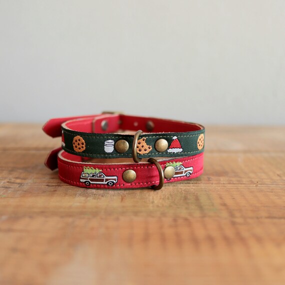 Xmas Tag Holder. Dog Neck Band. Pet Tag Holder. Leather Dog - Etsy
