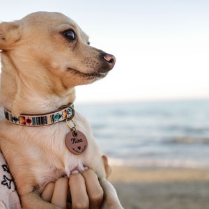 Navajo Style Tag Holder.dog Neck Band.pet Tag Holder.leather Dog Collar ...