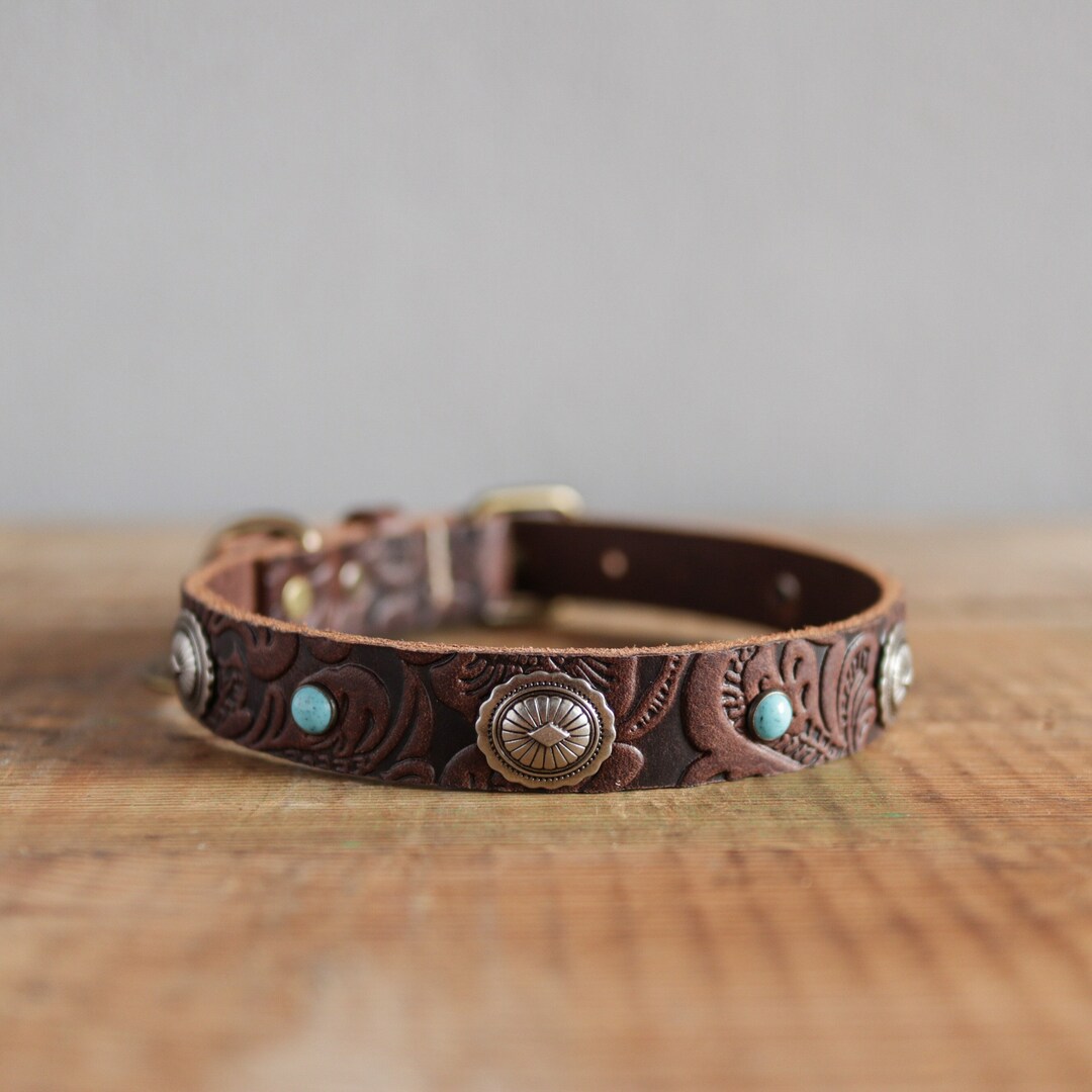 Western Leather Dog Collar. Vegetable Tanning Leather Dog Collar.dark ...