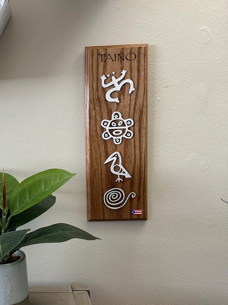 Large Solid Oak Taino Wall Plaque W/ Petroglyphs - B - Etsy