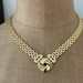 Vintage 90s Gold Plated Brick Chain Necklace, Crystal Pinwheel Pendant ...