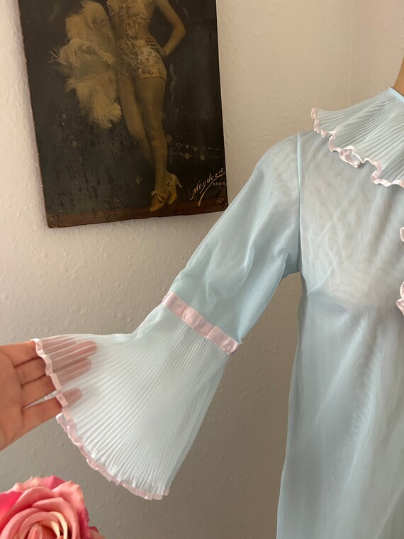 Vintage 1970s Baby Blue Nylon Victorian Revival Baby … - Gem