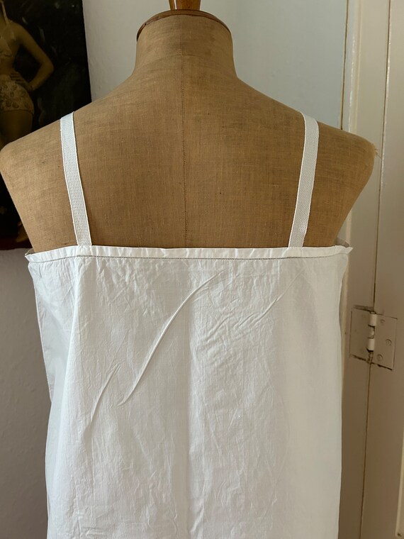 1920s White Cotton Sleeveless Flapper Nightshirt Cami… - Gem