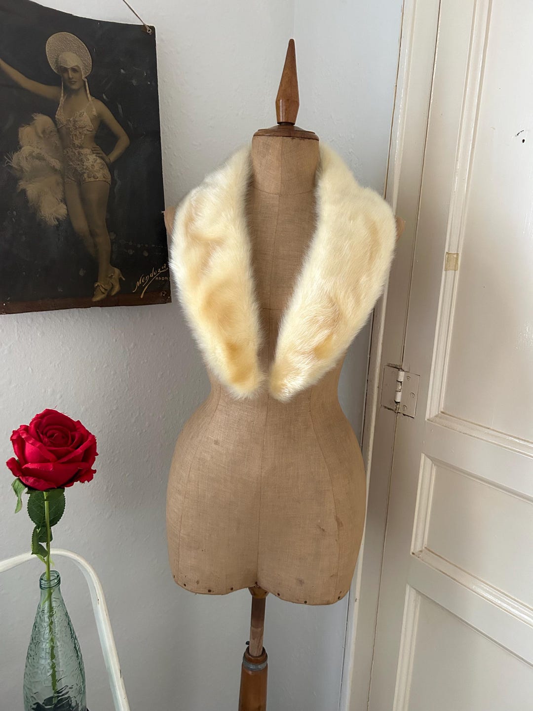 Vintage 1940s Long Golden Cream Colored Mink Fur Collar - Etsy