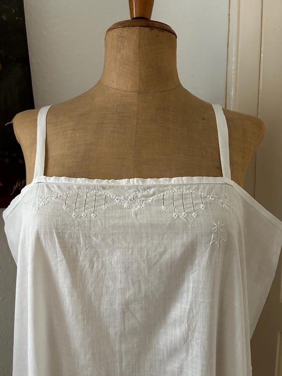 Antique 1920s White Cotton Slip Dress Flapper Nightgo… - Gem