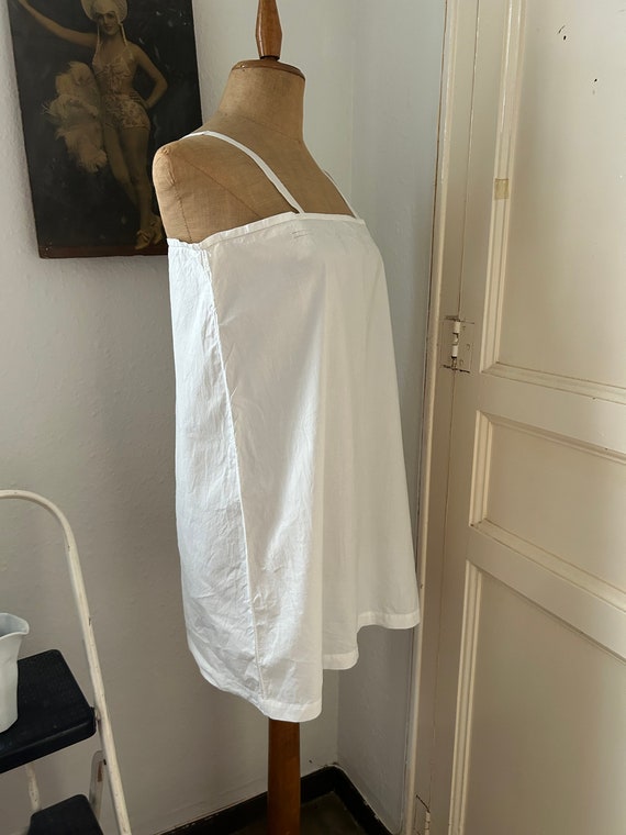 1920s White Cotton Sleeveless Flapper Nightshirt Cami… - Gem