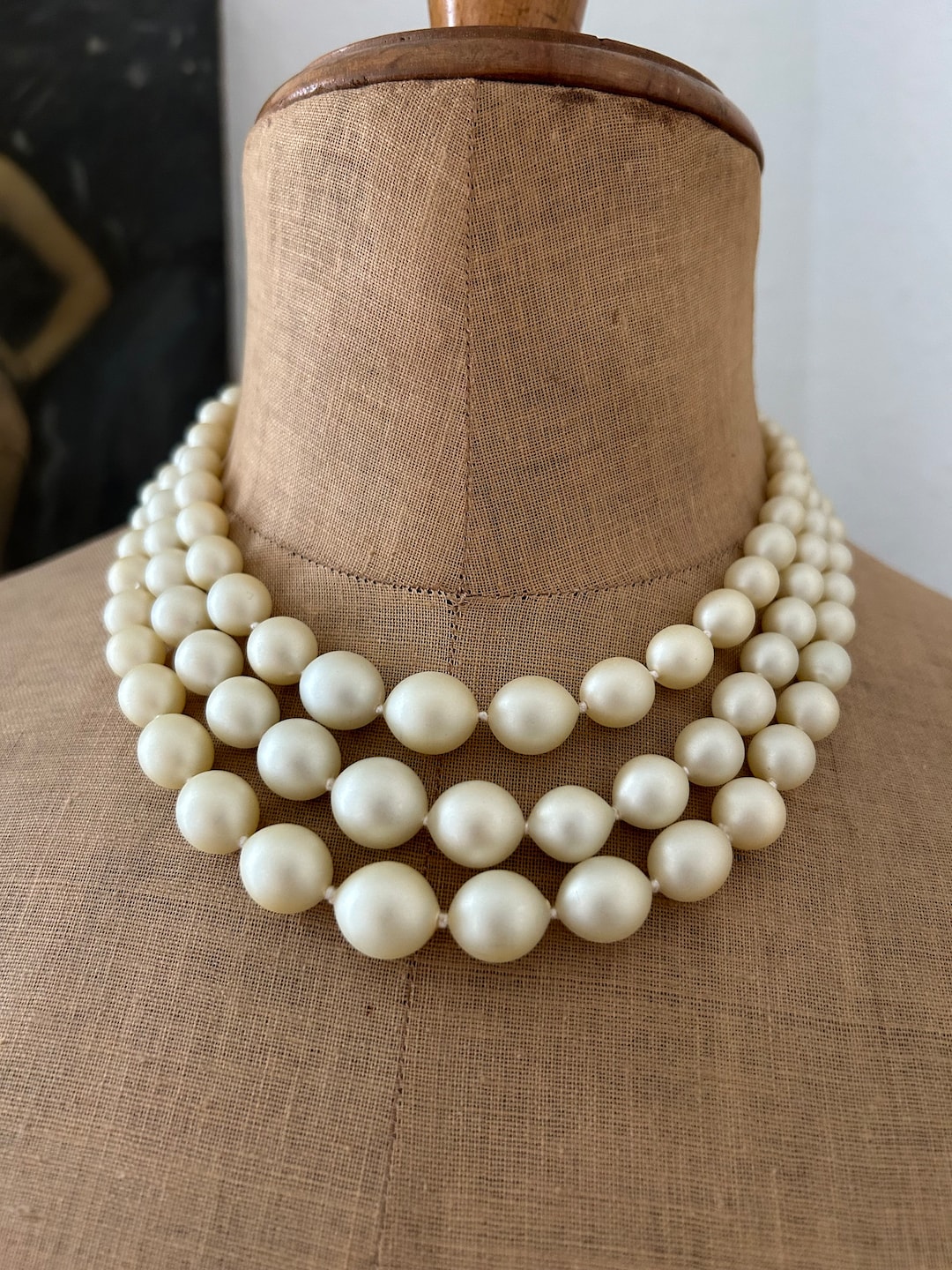 NOS Vintage Mallorca Pearl Triple Strand Collar Necklace, Perlas Iroko ...
