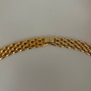 Vintage 90s Gold Plated Brick Chain Necklace, Crystal Pinwheel Pendant ...