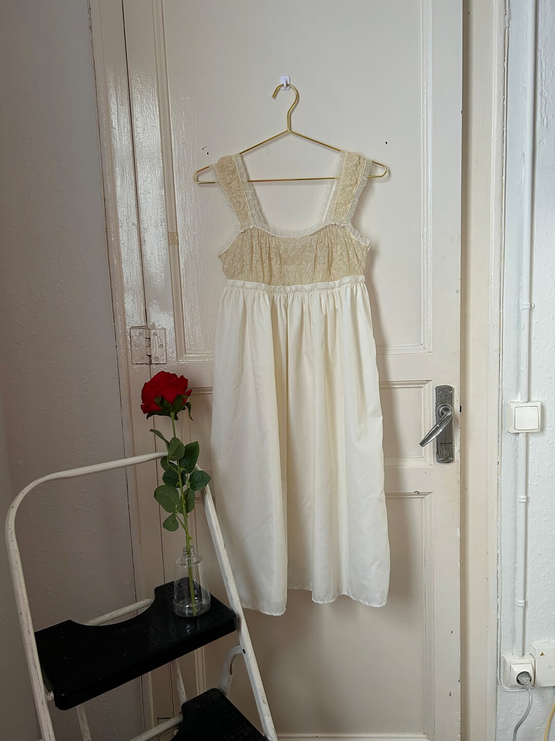 Vintage 1950s Lacy Ivory Nightgown Extra Small, 50s Cream Colored Baby ...
