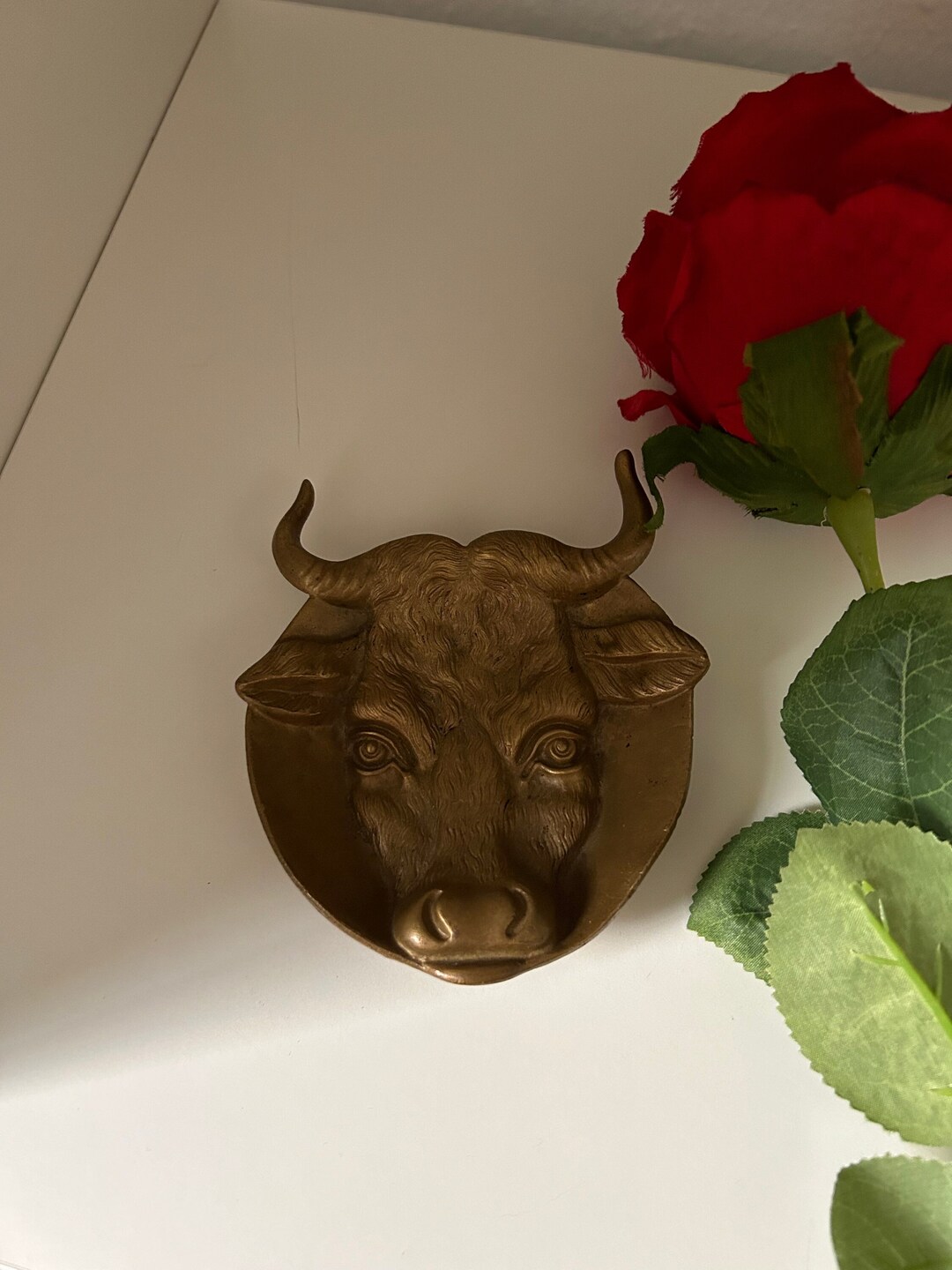 Vintage Solid Brass Longhorn Bull Dish: Ashtray, Jewelry Holder - Etsy