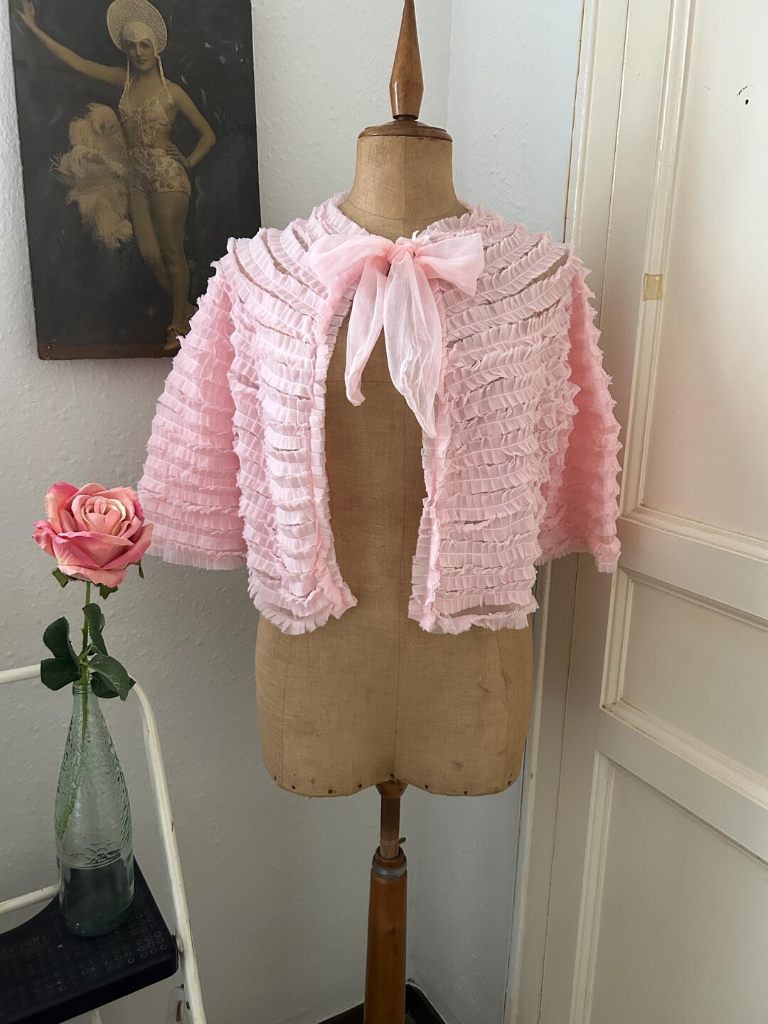 1960s Pink Ruffled Nylon Chiffon Boudoir Jacket - Etsy