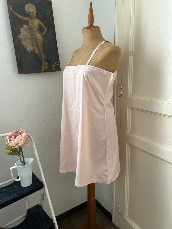 Vintage 1920s Peach Cotton Flapper Slip Dress Size La… - Gem