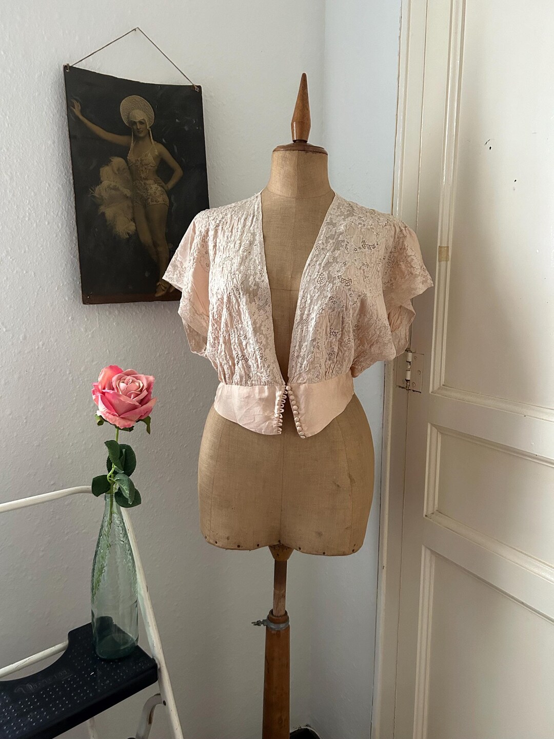 1930s Lacy Pink Silk Boudoir Jacket - Etsy