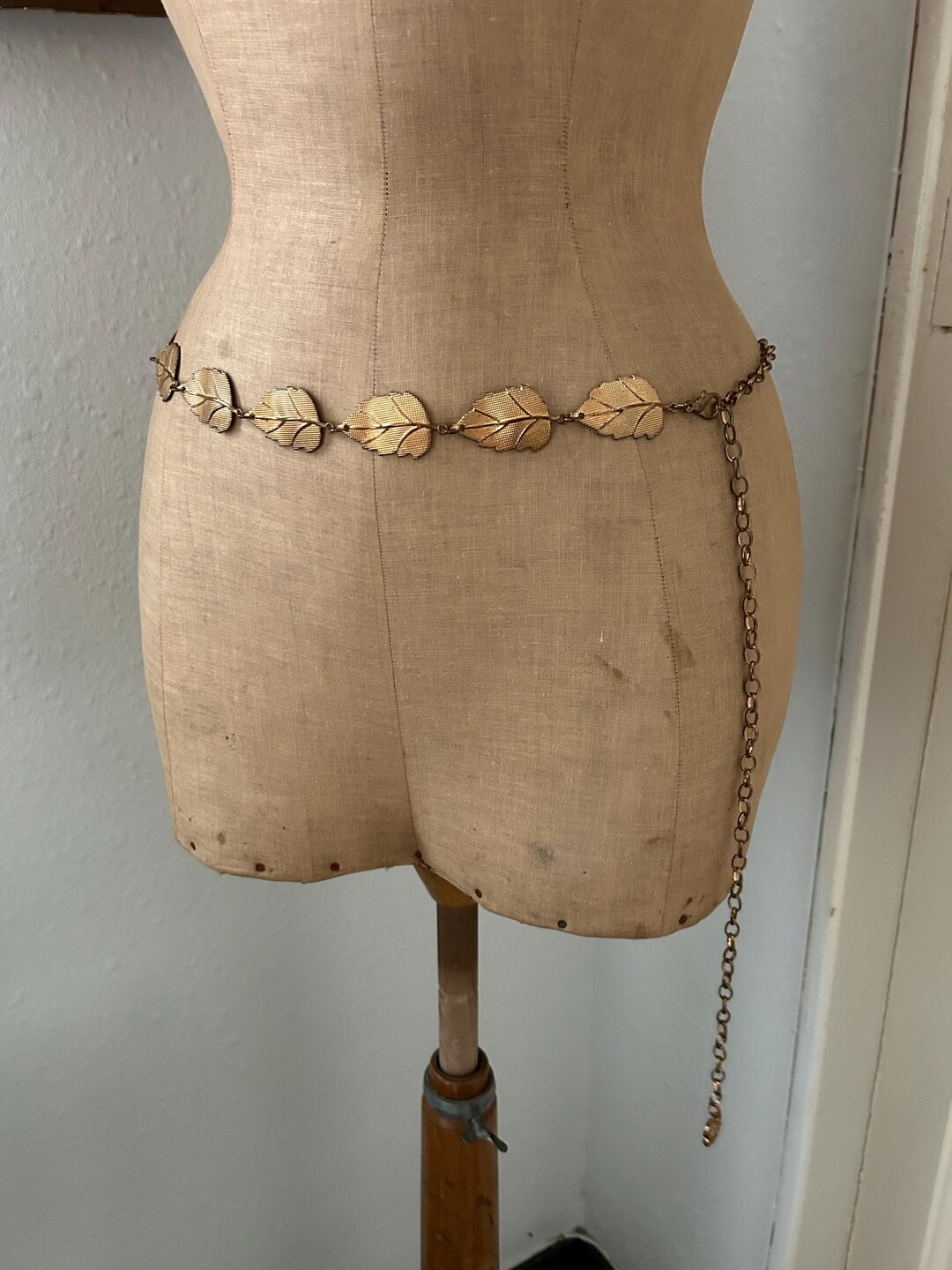 Vintage Gold Tone Leaf Chain Link Belt - Etsy