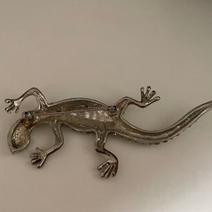 Vintage Crystal Encrusted Lizard Brooch, Sparkling Clear Rhinestone ...