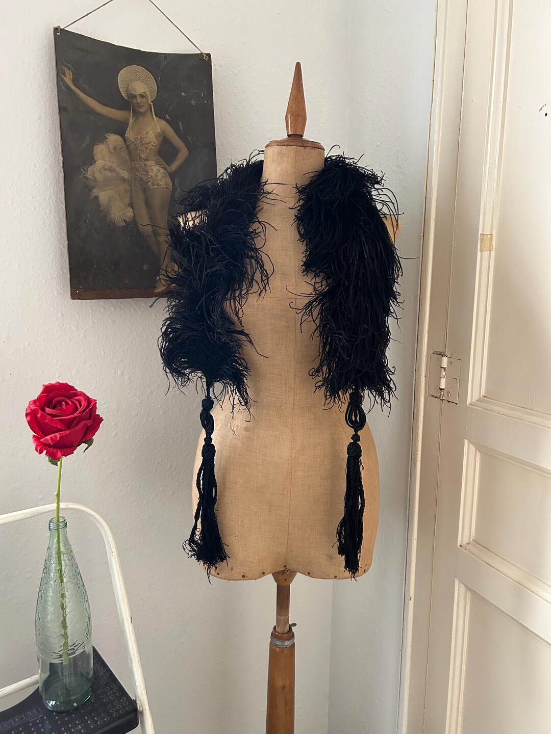 Antique Edwardian to 1920s Black Ostrich Feather Boa With Tassels - Etsy