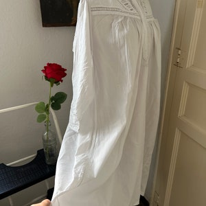 Antique Victorian White Linen Smock Nightgown With Lace Trim CM ...