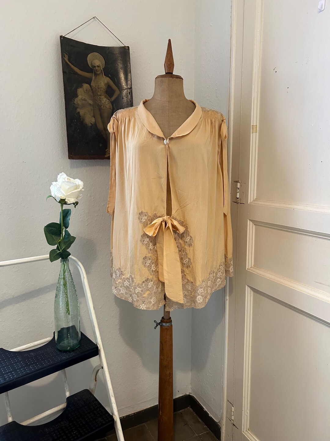 Antique 1920s Butterscotch Silk Boudoir Jacket With Exquisite Handmade ...