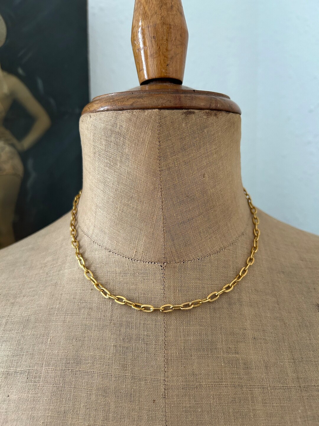 Vintage NOS Gold Plated Paper Clip Chain Collar Necklace - Etsy