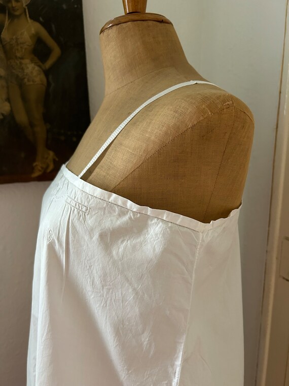 1920s White Cotton Sleeveless Flapper Nightshirt Cami… - Gem
