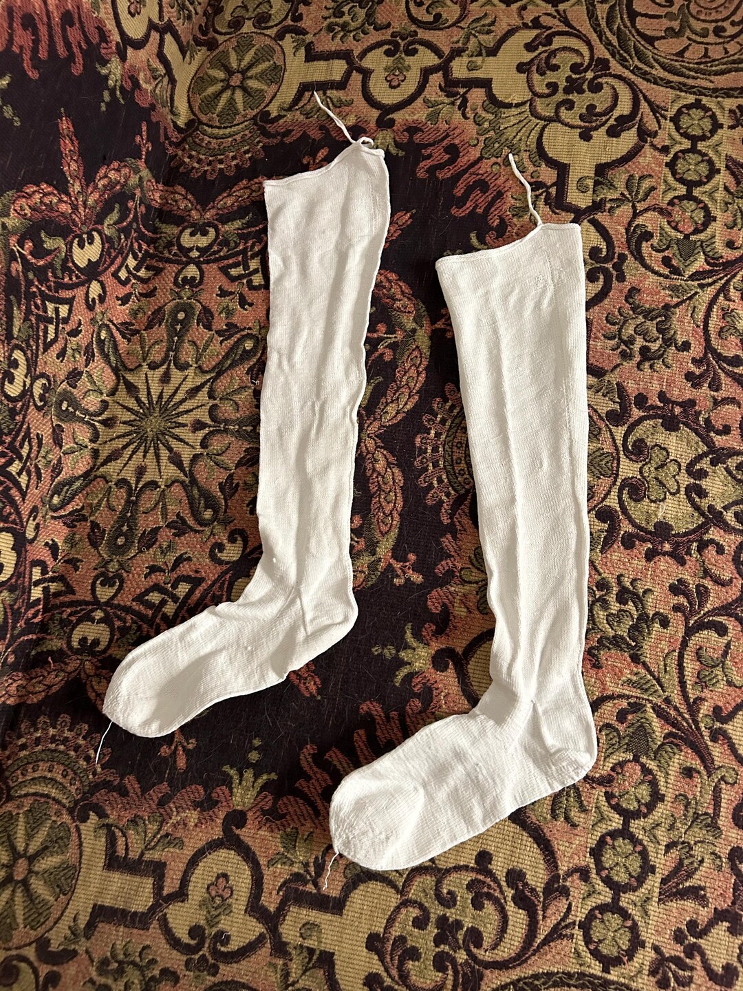 Antique Victorian Knitted Cotton Stockings AP Monogram. 19th Century ...