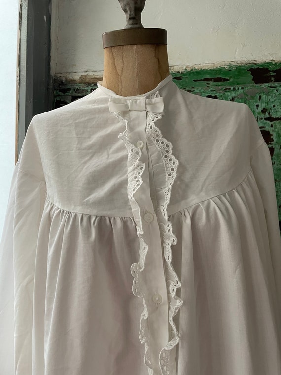 Vintage Midi Length White Eyelet Ruffle Lace Trim Nig… - Gem