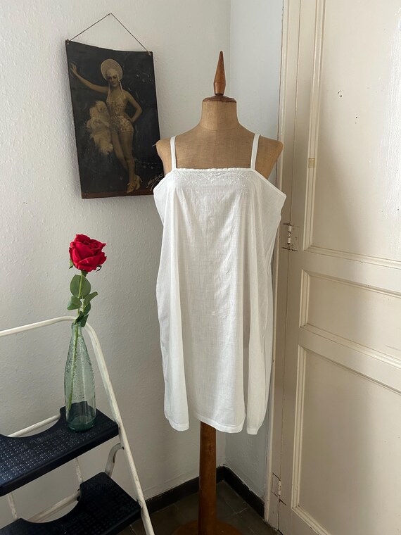 Antique 1920s White Cotton Slip Dress Flapper Nightgo… - Gem
