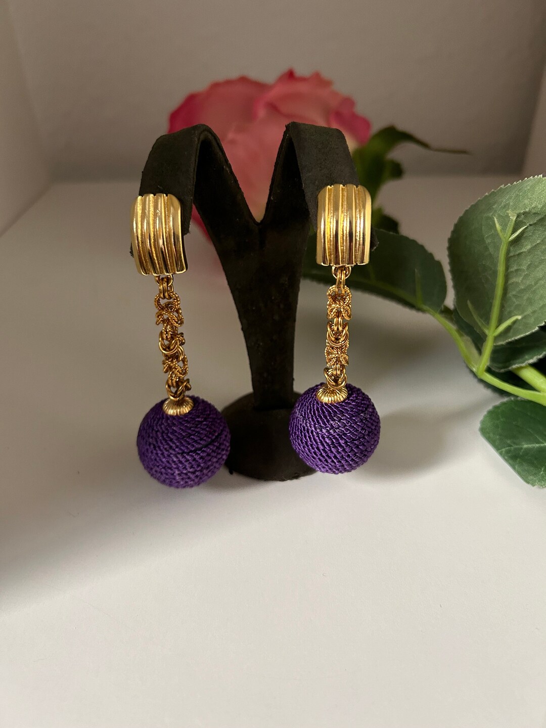 Vintage NOS Purple Cord Disco Ball Dangle Drop Door Knocker Statement ...